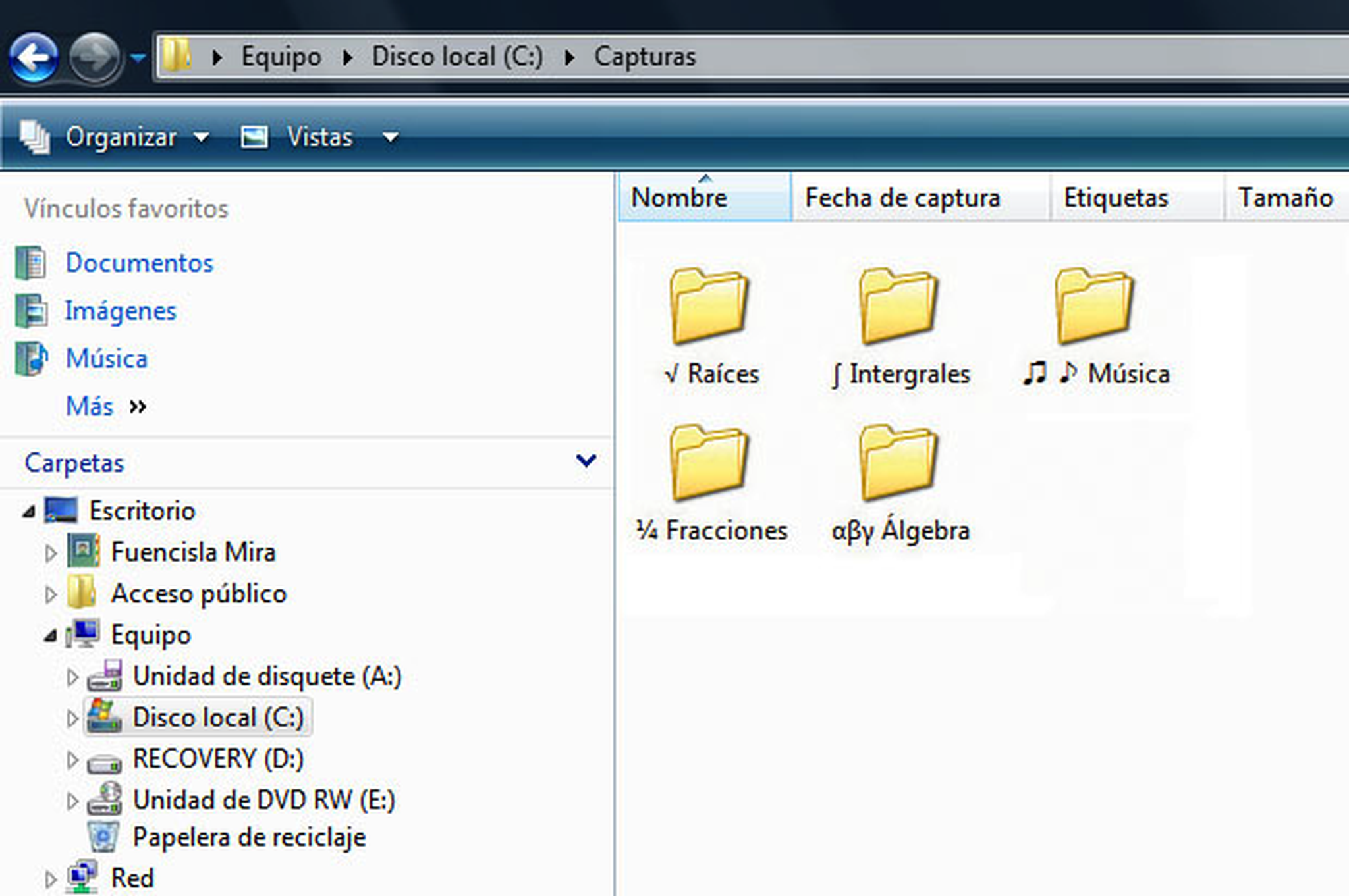 Símbolos en los nombres de archivos y carpetas