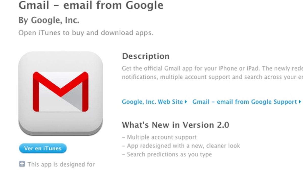 La nueva cara de la app de Gmail para iOS