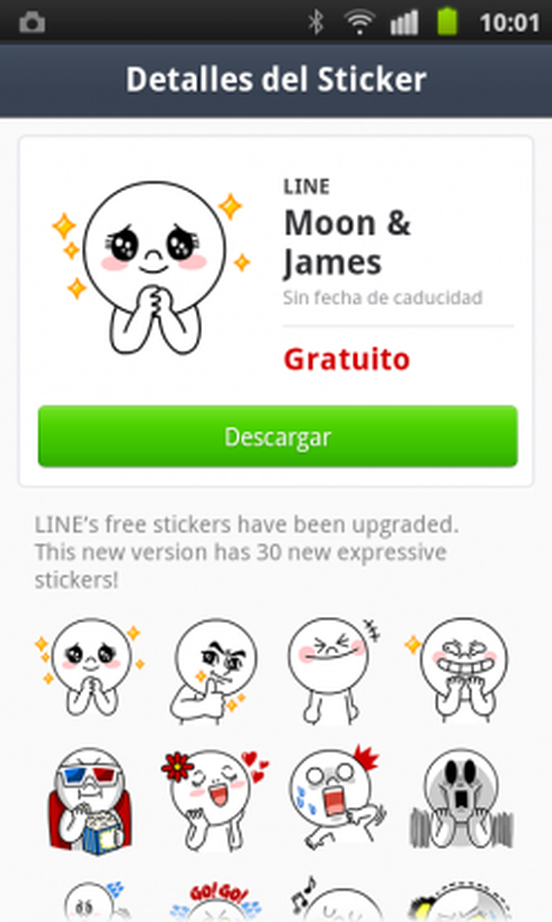 Instala más stickers gratis en LINE