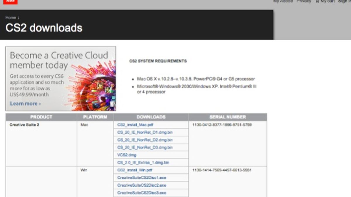 Descarga gratis Adobe Creative Suite 2