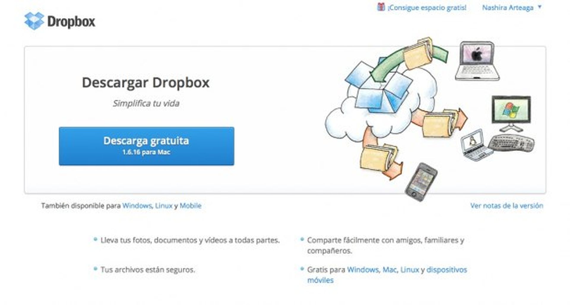 Regístrate en Dropbox