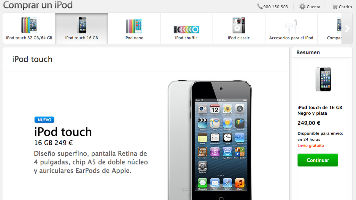 Nuevo iPod Touch 16GB sin cámara iSight por 249€
