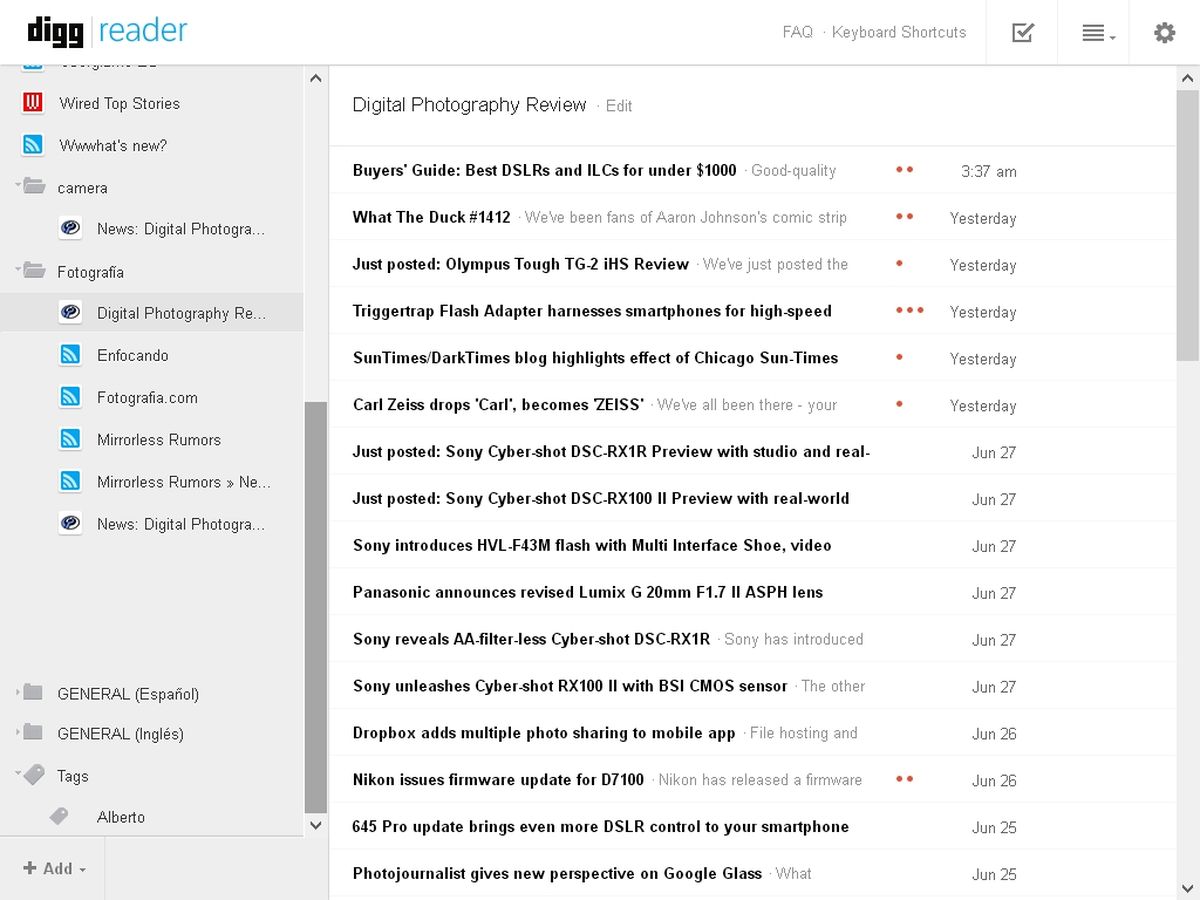 Digg Reader, ya disponible en abierto