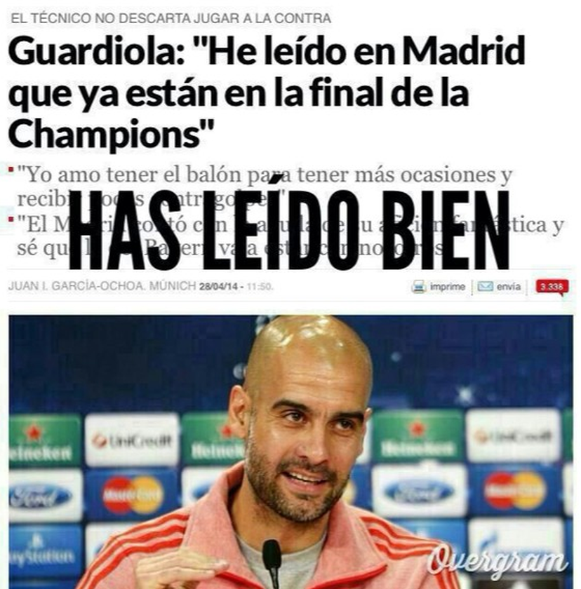 Los memes de Guardiola tras el partido Bayern-Real Madrid