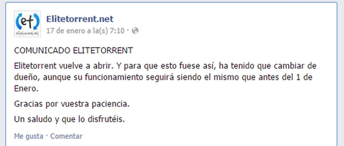 EliteTorrent está de vuelta, y con descargas de torrents