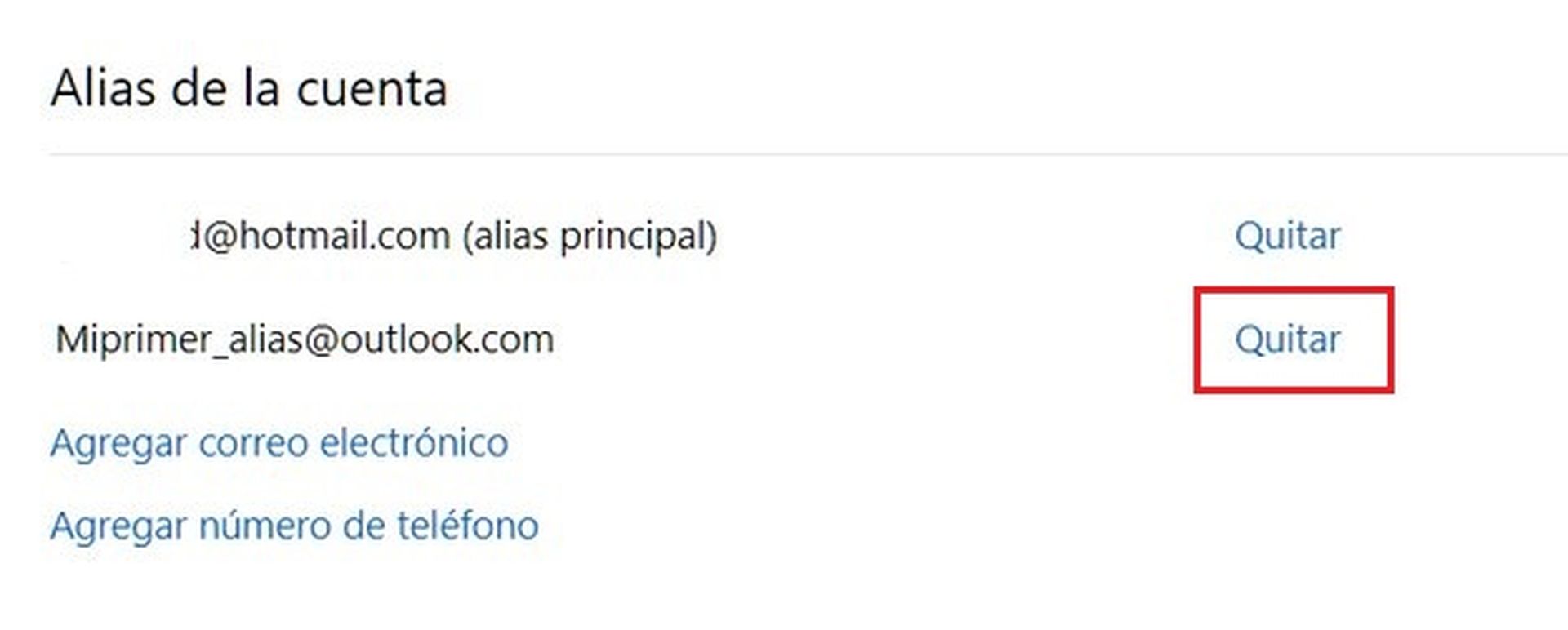 Cómo crear un alias en Hotmail