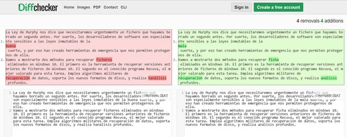 Cómo comparar dos textos para ver las diferencias