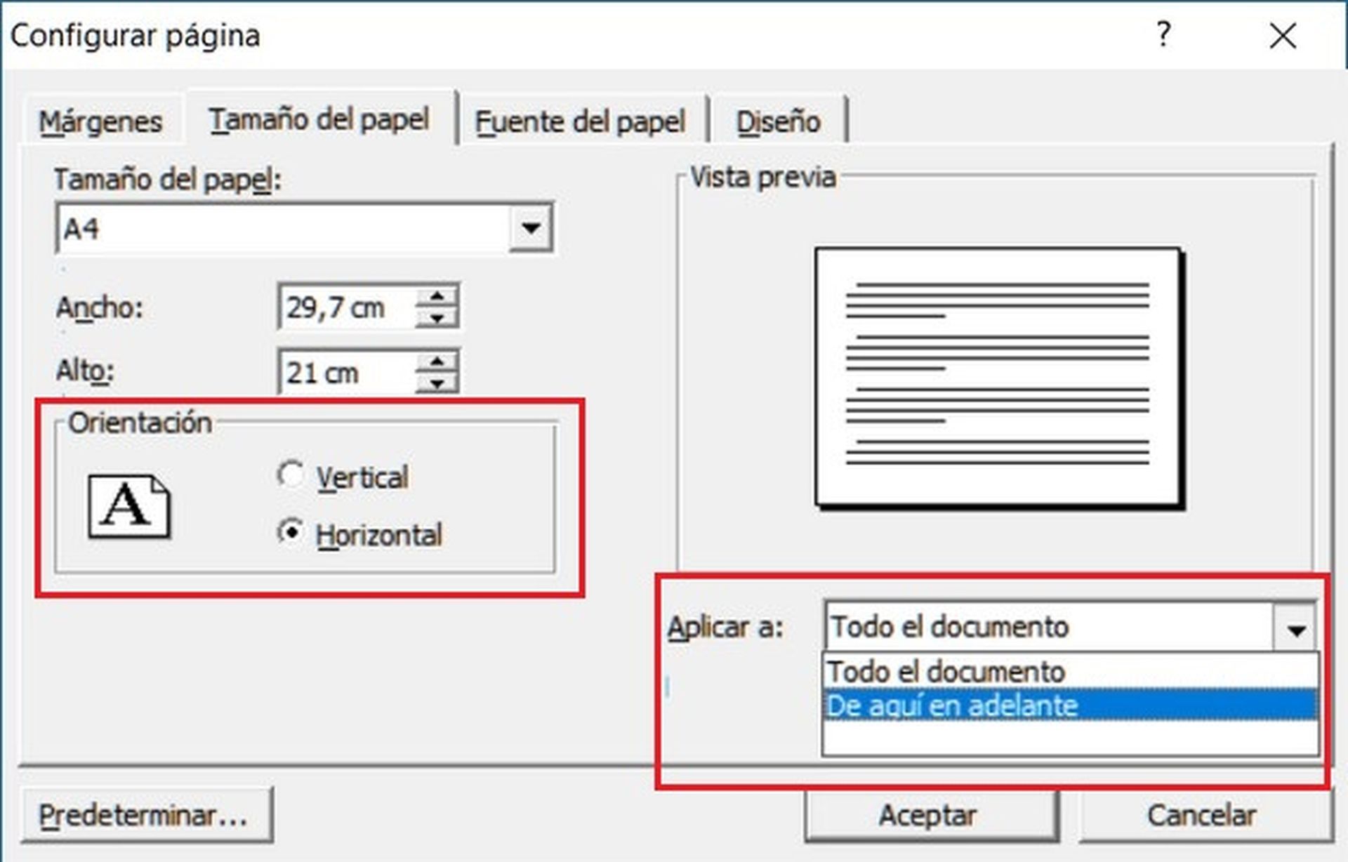 Cómo poner en horizontal una página de Word