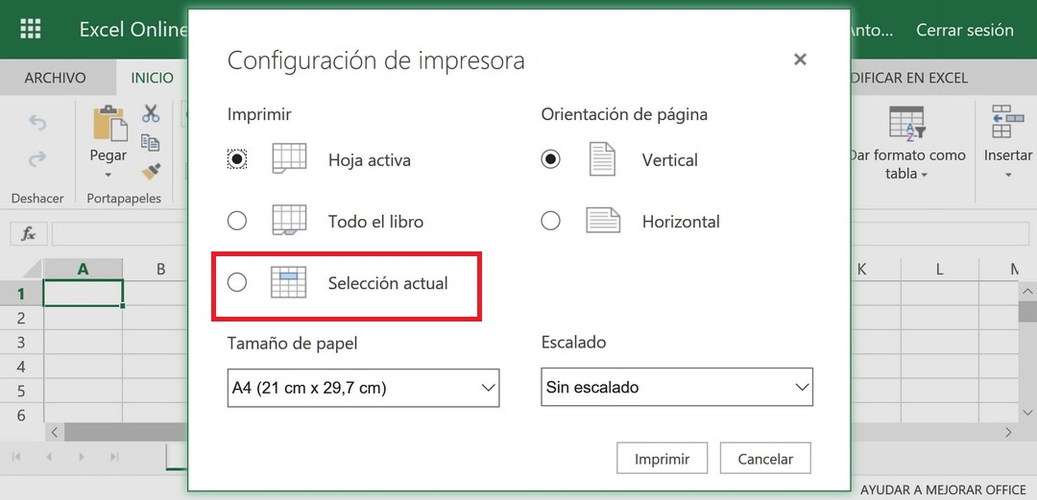 Cómo imprimir en Excel
