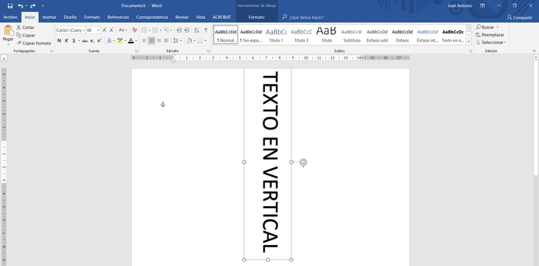 Cómo escribir texto vertical en Word