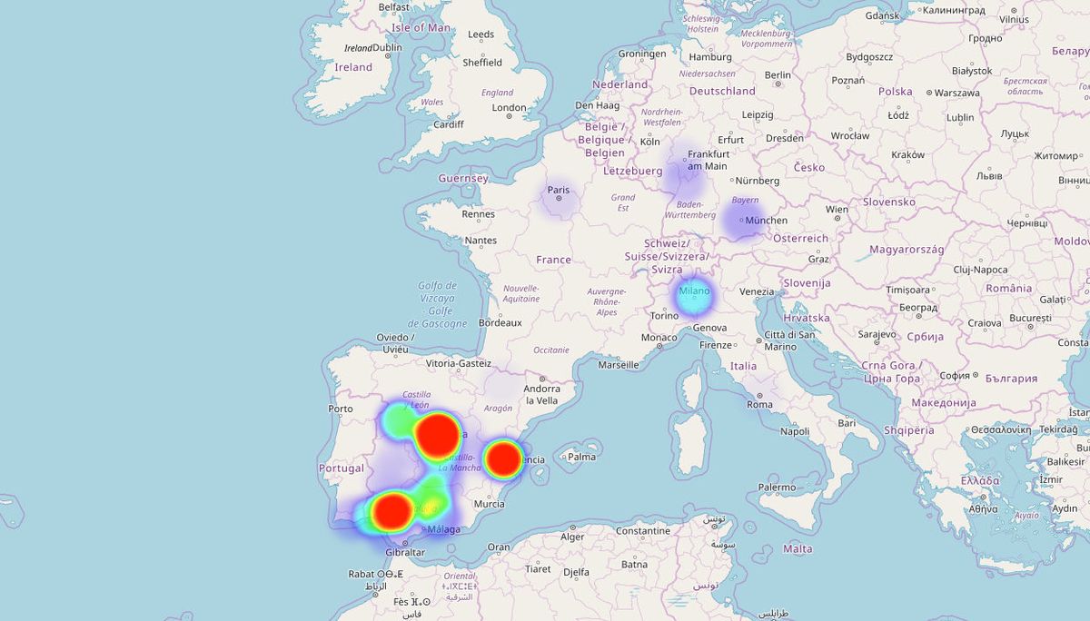 Este mapa de calor sobre Google Maps te dice qué lugares son los que ...