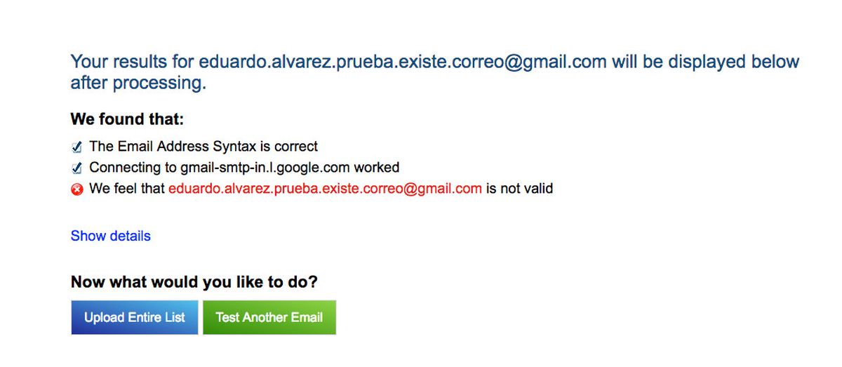 Cómo saber si ya existe una dirección de correo electrónico