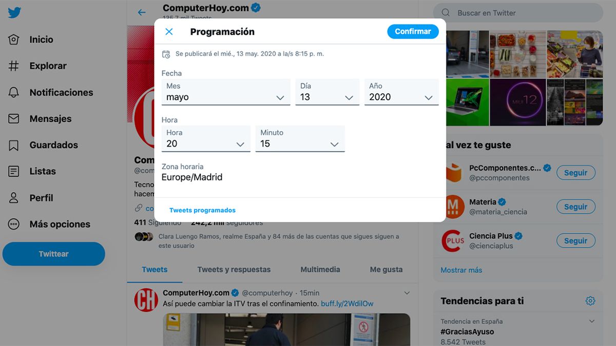 Twitter ya permite programar tweets desde el navegador