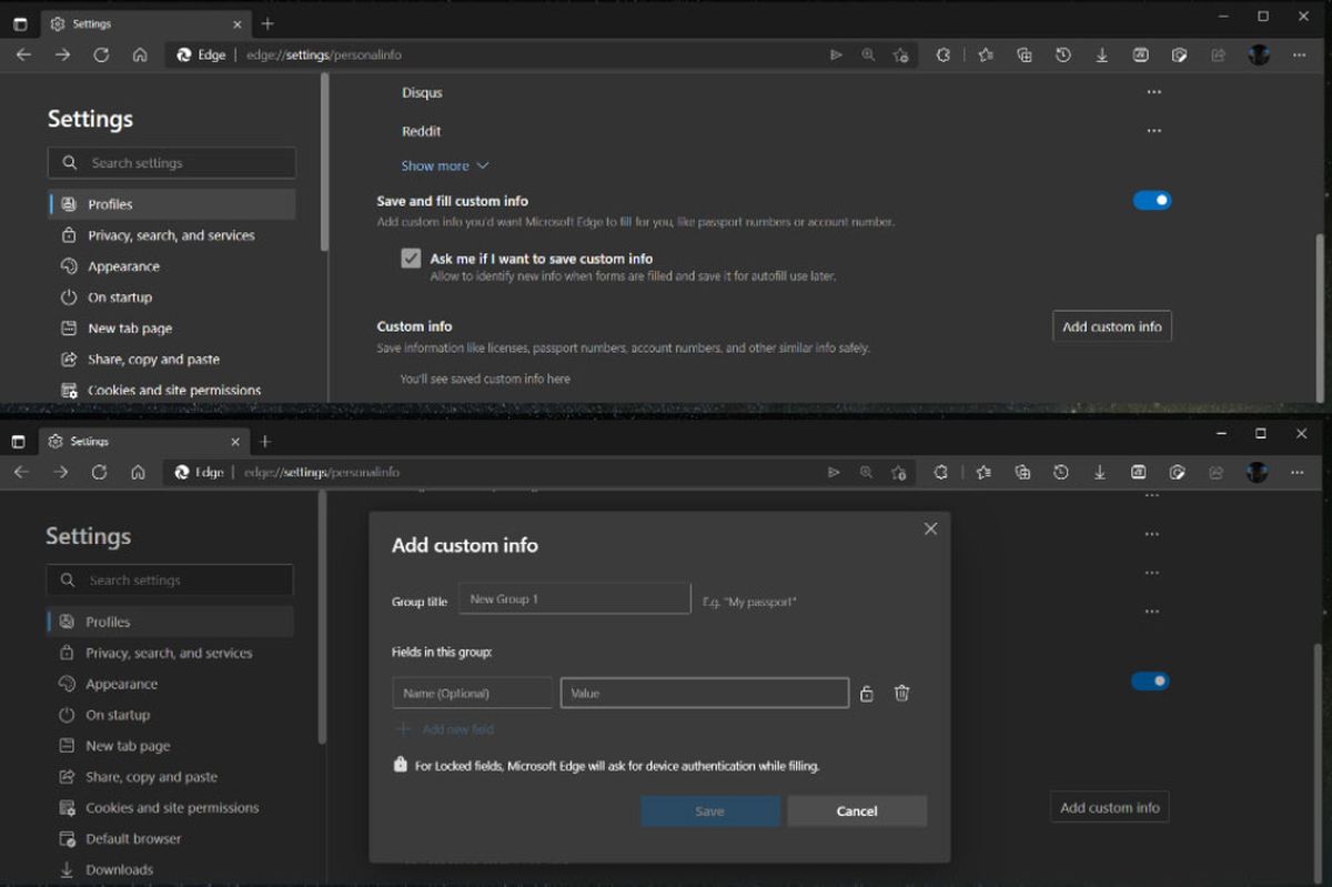 Ahora ya puedes autocompletar campos personalizados en Edge, y así funciona