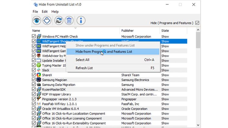 Cómo ocultar programas instalados en Windows 10