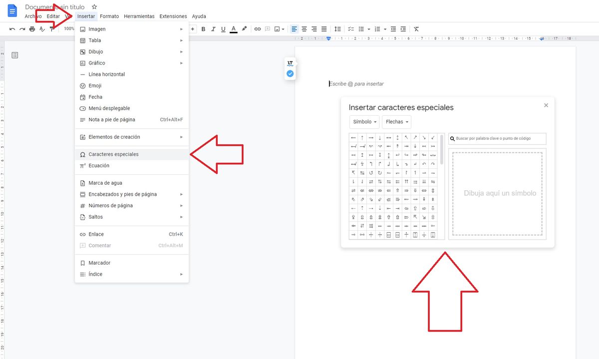 Cómo insertar caracteres especiales en Google Docs y Word