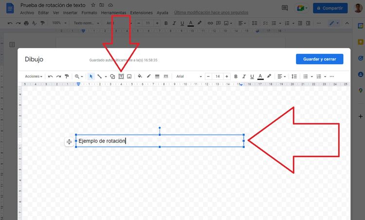 Cómo rotar texto en Google Docs