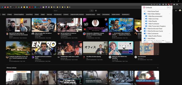 Cómo personalizar la interfaz de YouTube eliminando todo lo que no te guste
