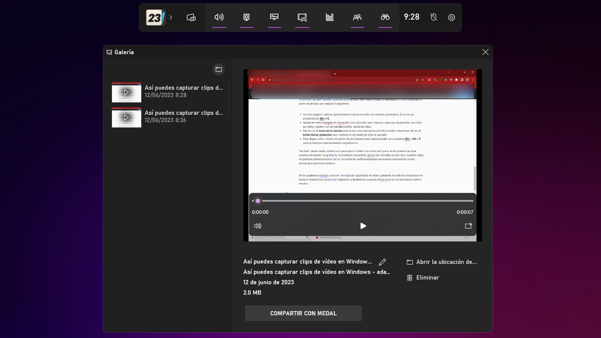 Cómo grabar la pantalla de Windows 11 en vídeo sin instalar nada