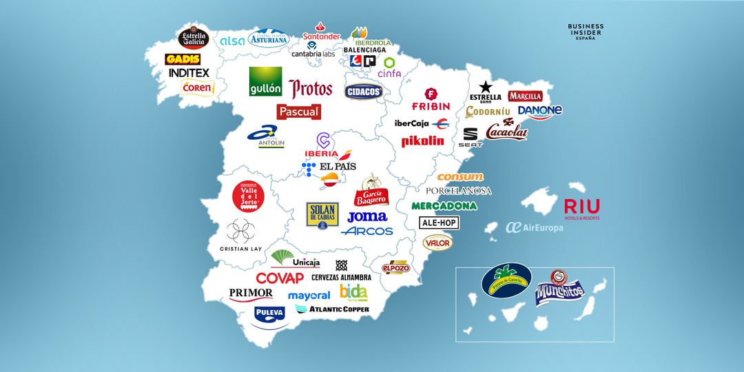 Este mapa nos muestra las marcas más famosas que han nacido en cada ...