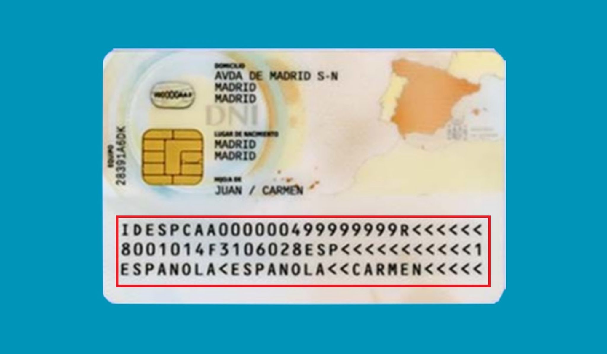 Qué son las tres líneas de códigos que hay en la parte de atrás del DNI
