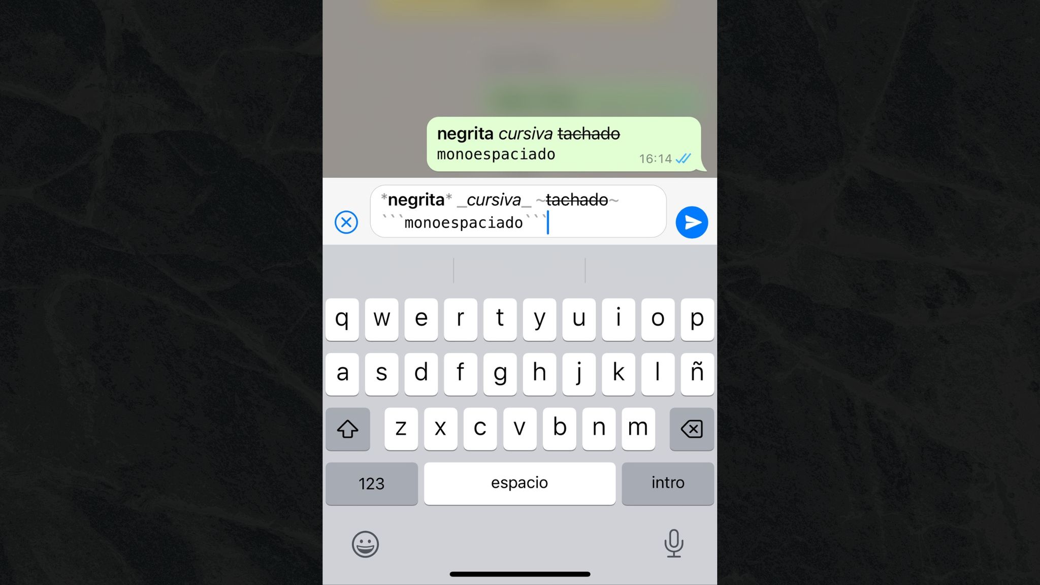 Cómo poner en WhatsApp un texto en negrita, cursiva, tachado o monoespaciado
