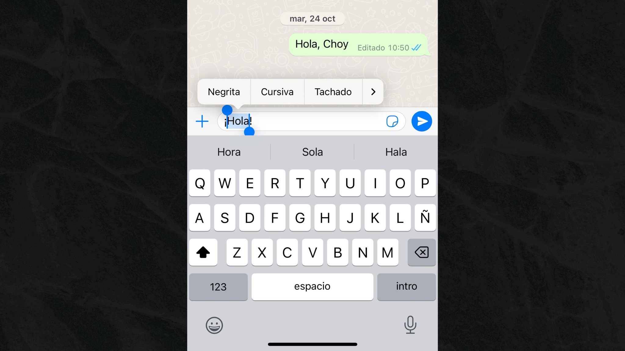 Cómo poner en WhatsApp un texto en negrita, cursiva, tachado o monoespaciado