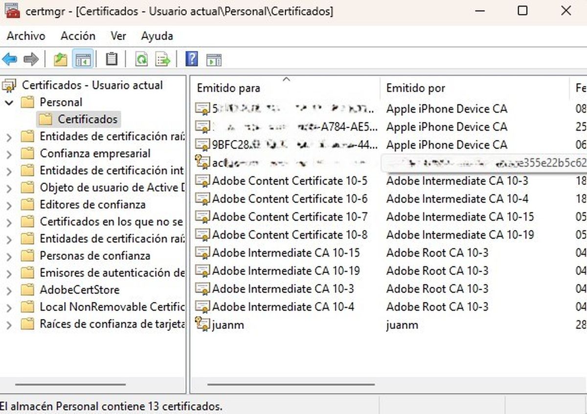 ¿Dónde se guardan los certificados digitales en Windows 10 y 11?