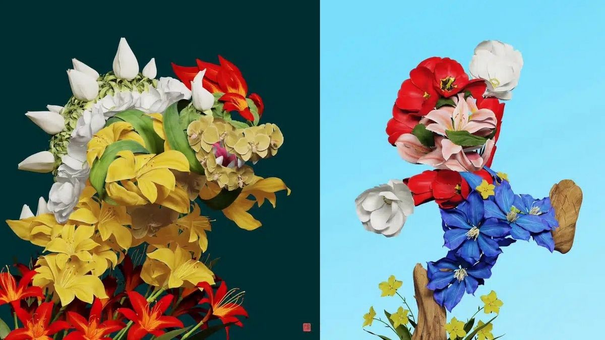 Un japonés se dedica a recrear los personajes de Mario con flores