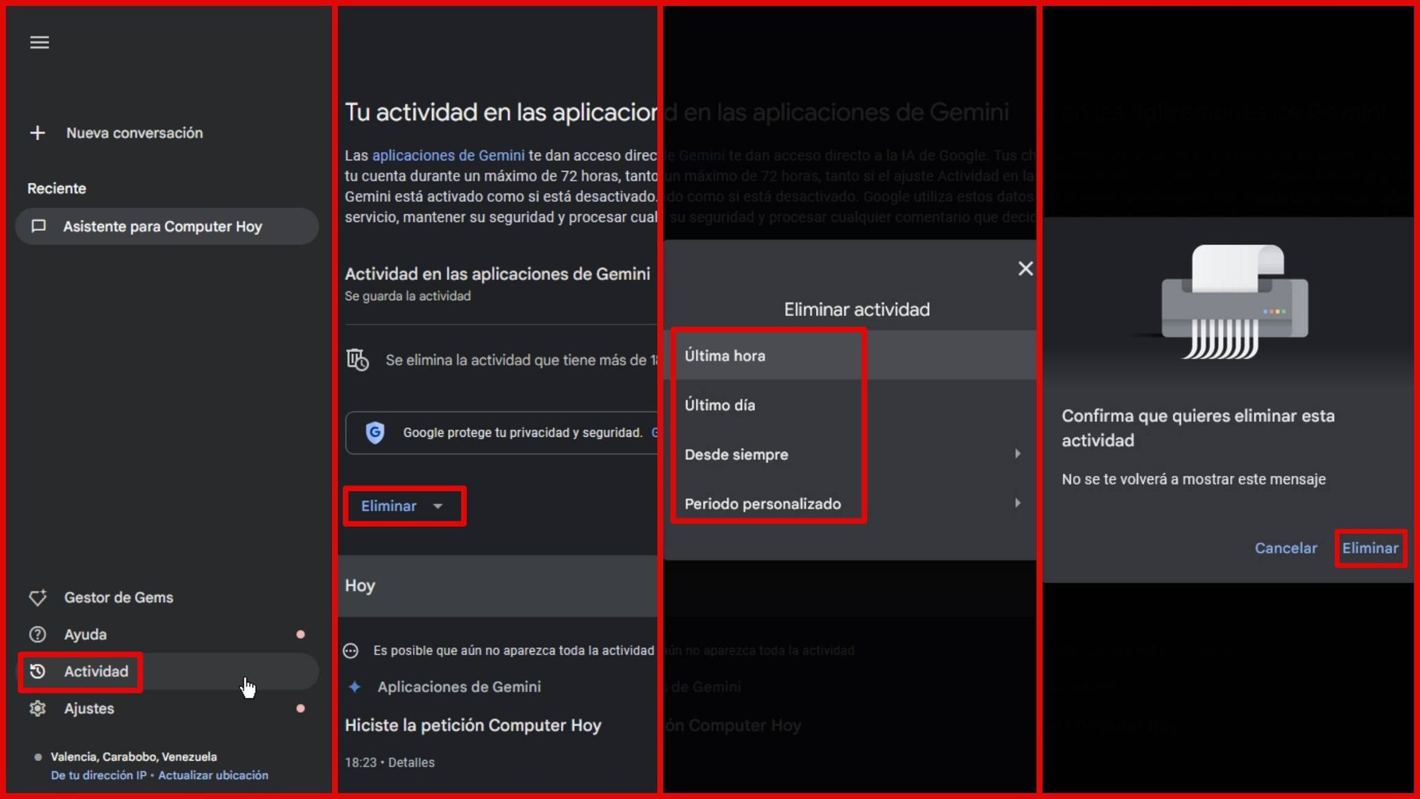 Borrar el historial de Gemini: cómo eliminar y consultar todo lo que le has preguntado a la IA ...
