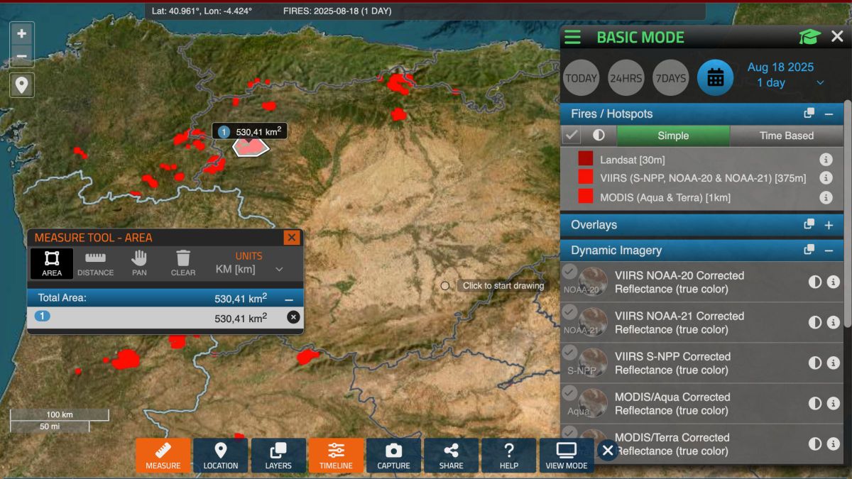 La NASA crea un mapa online para seguir en tiempo real los incendios activos en España y sus ...